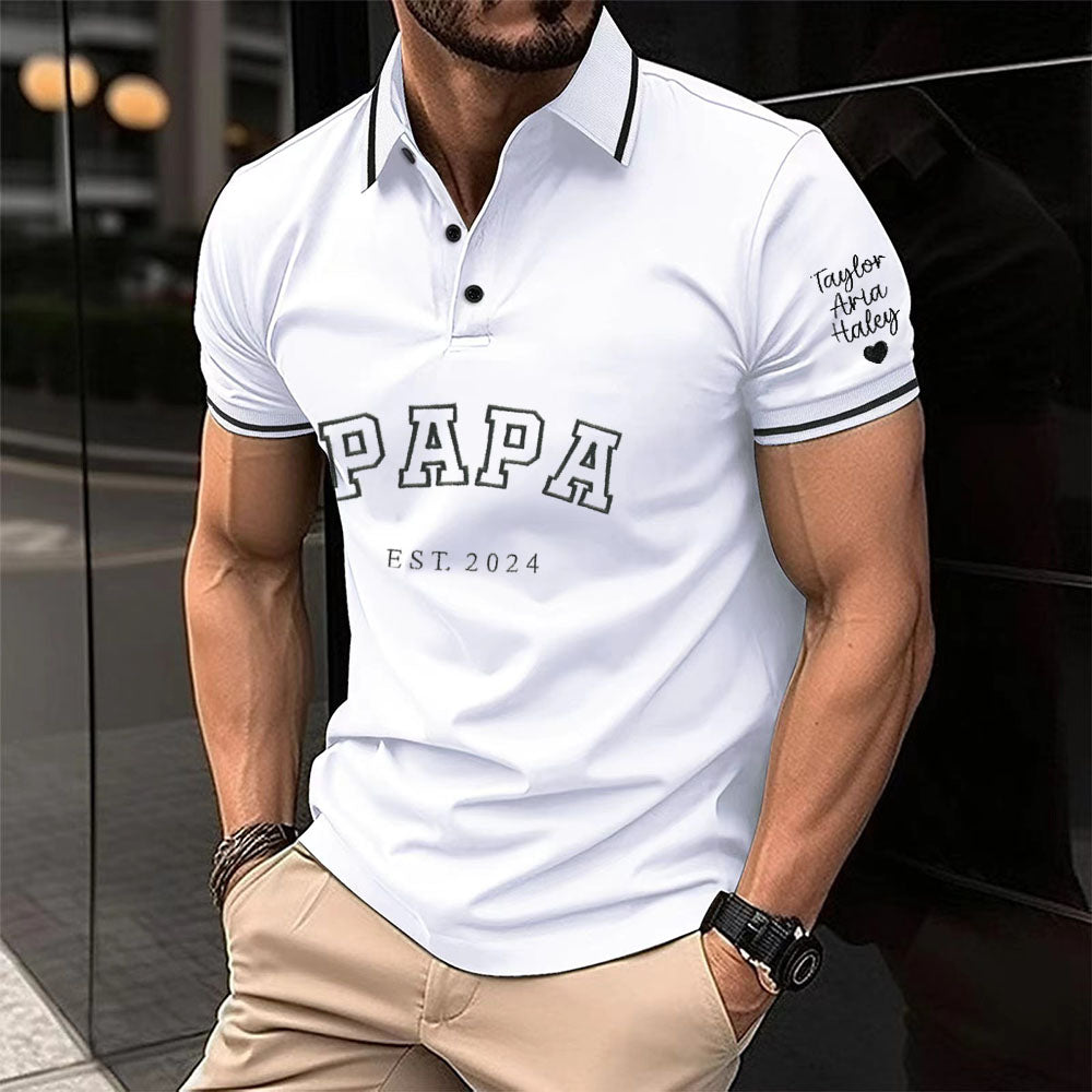 Personalized Polo T-shirt with Name On Sleeve, Custom Polo T-shirt, Fa ...