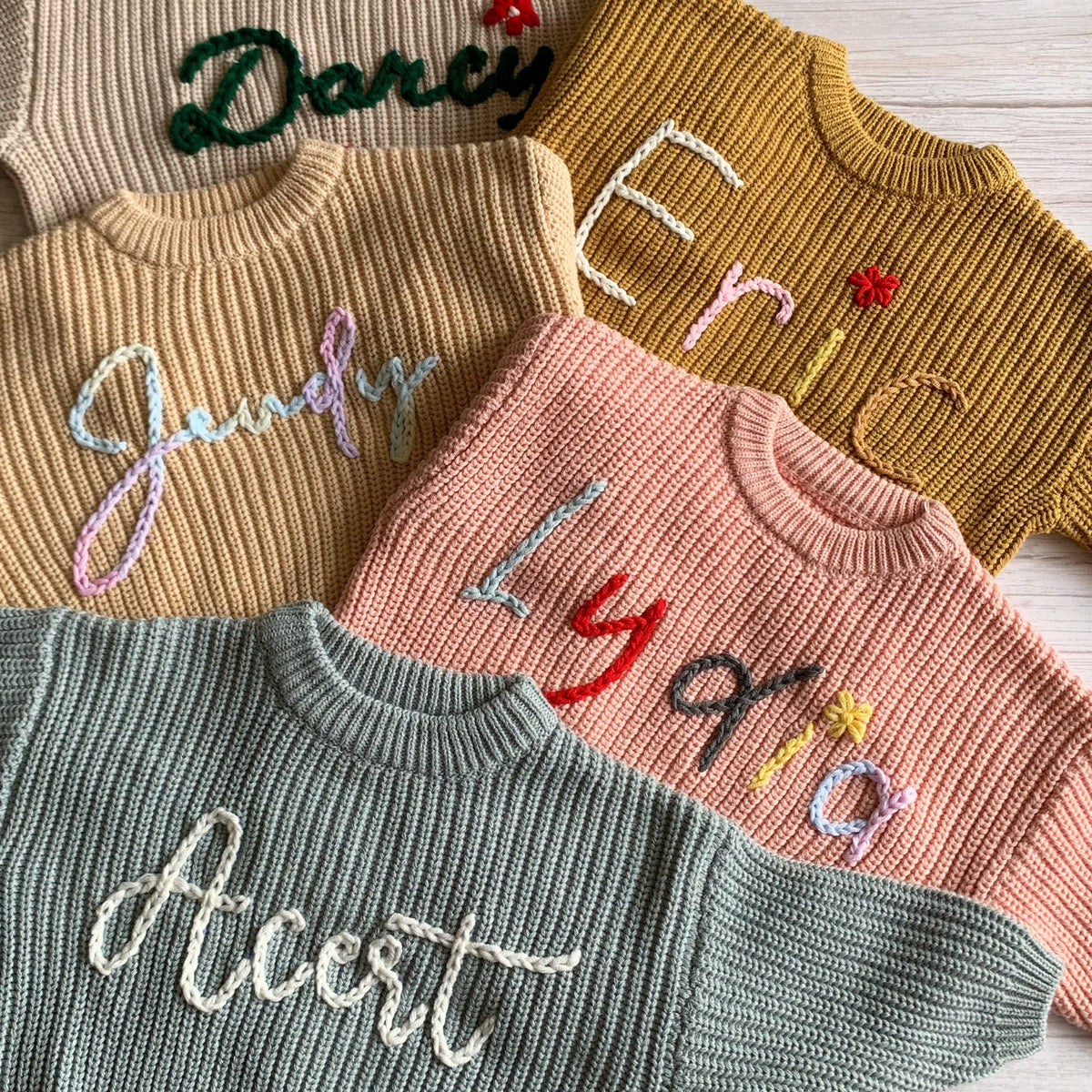 Personalized custom baby sweaters: hand embroidered with love and care ...